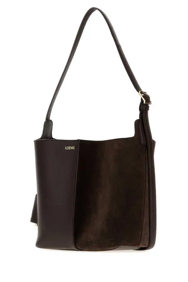 Loewe Leather And Suede Medium Bilbao Bucket Bag - Brown
