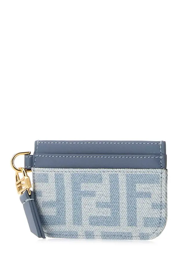 Fendi Printed Leather And Denim Card Holder