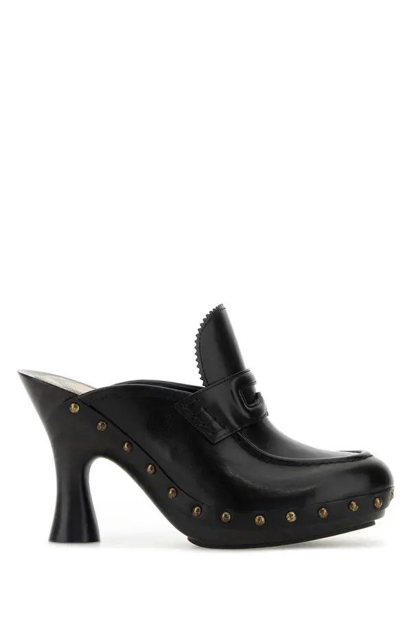 Burberry Leather Mules - Black