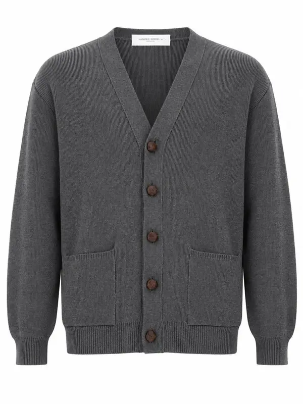 GOLDEN GOOSE Logo Lapel Cardigan - Grey