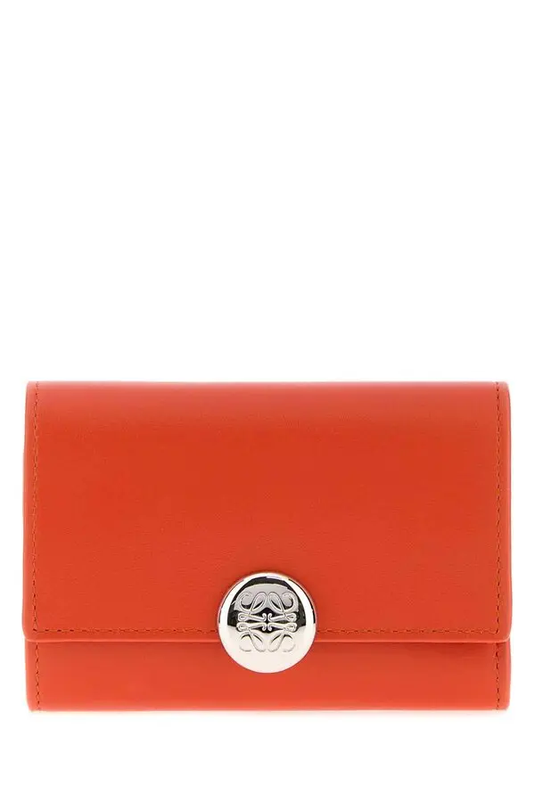 Loewe Leather Pebble Wallet - Orange