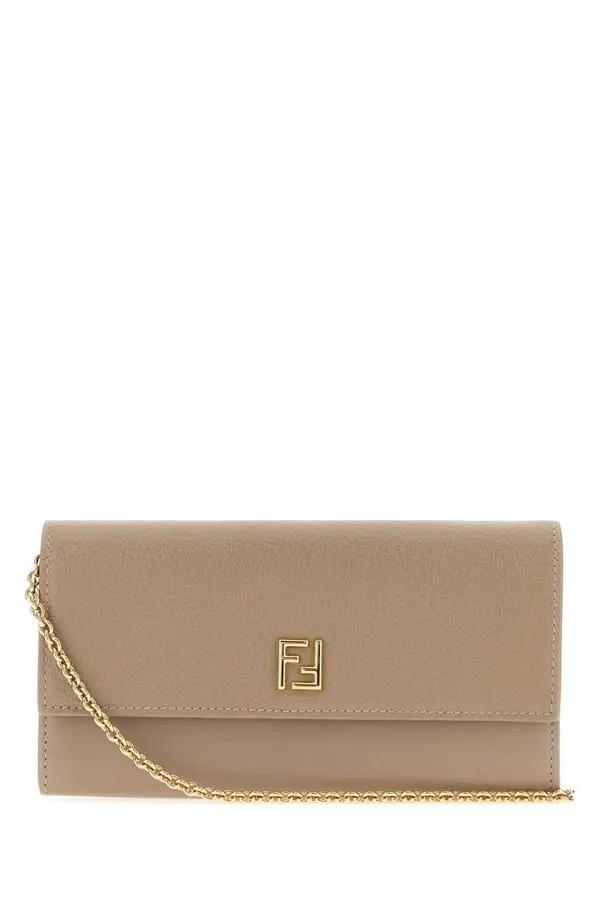 Fendi Dove Grey Leather Ff Wallet