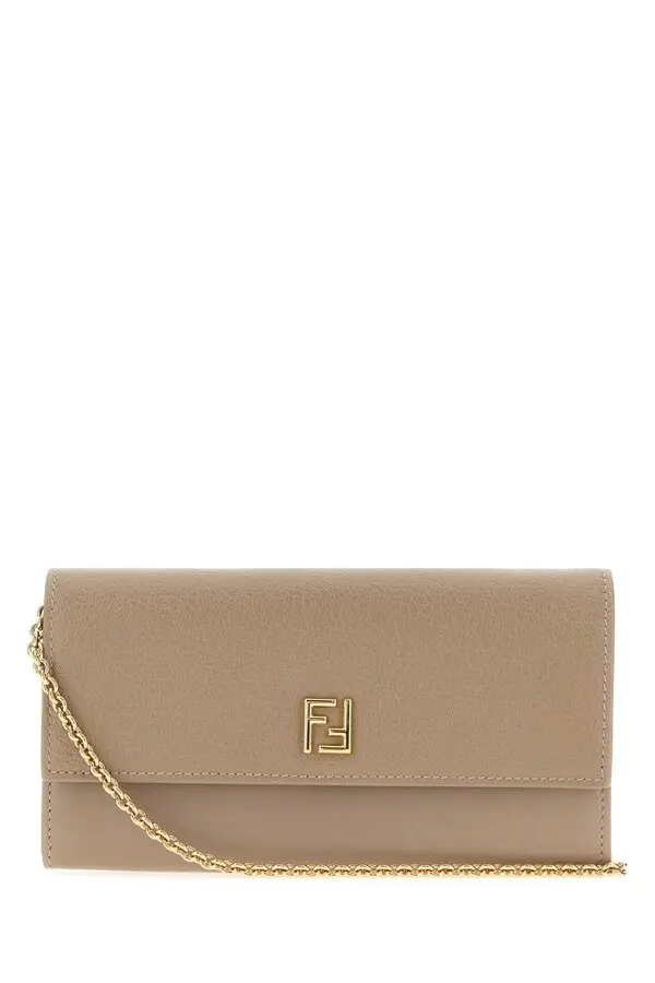 Fendi Dove Grey Leather Ff Wallet - Gray