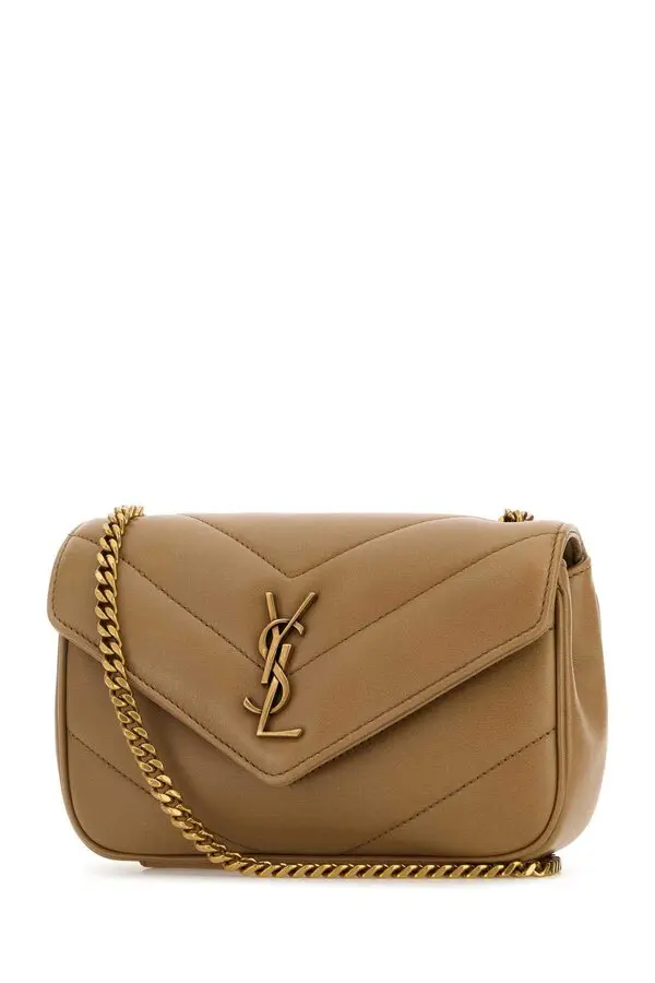 Saint Laurent Camel Leather Mini Loulou Crossbody Bag - Brown