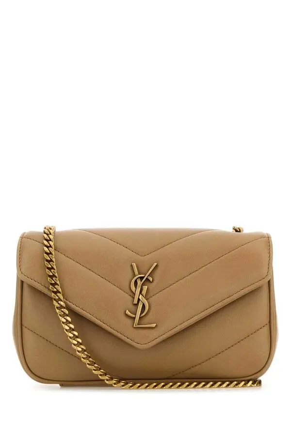 Saint Laurent Leather Mini Loulou Crossbody Bag - Brown