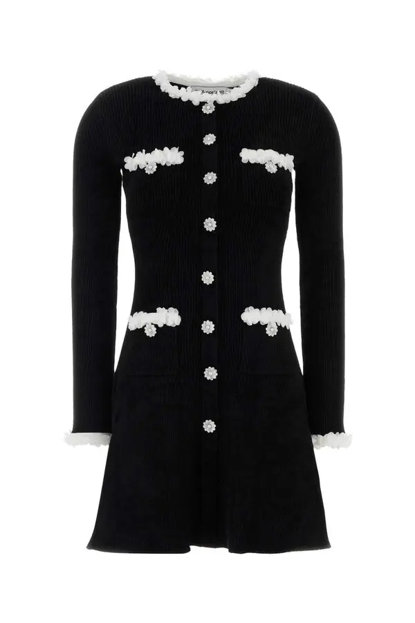 SELF-PORTRAIT Chenille Mini Dress - Black