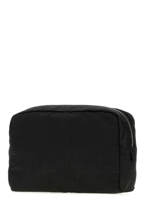Fendi Embroidered Fabric Medium Beauty Case - Black