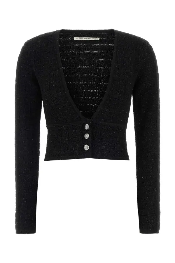 Alessandra Rich Boucle Cardigan - Black