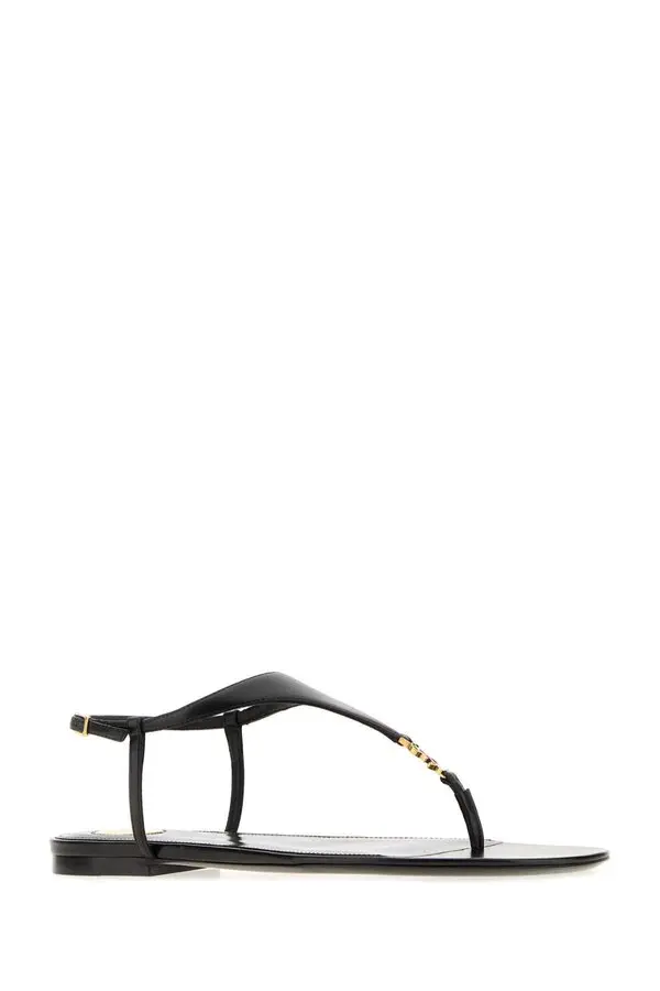 Saint Laurent Leather Cassandre Thong Sandals