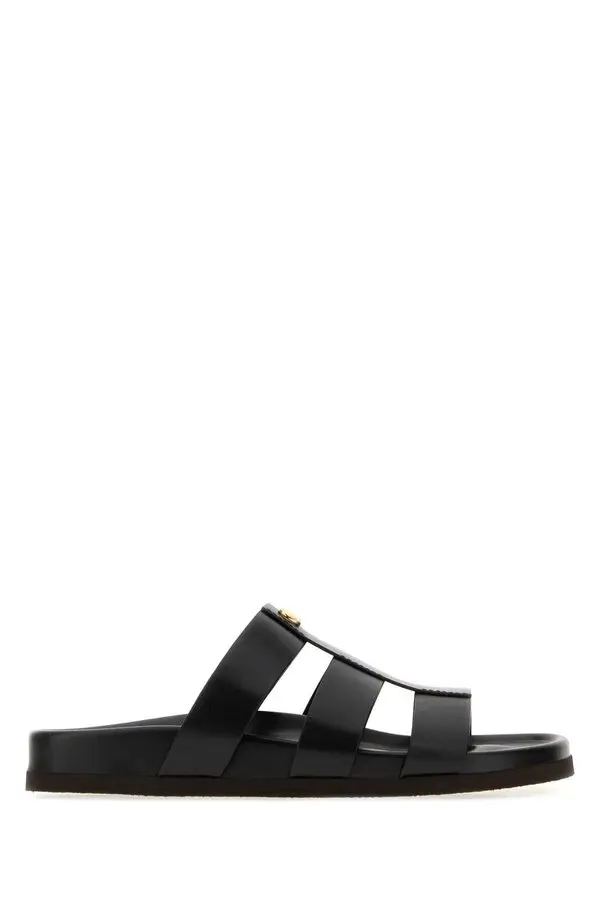 Valentino Garavani Leather Vlogo Slippers
