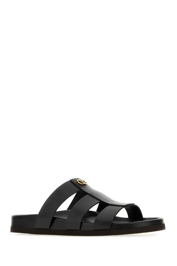 Valentino Garavani Leather Vlogo Slippers