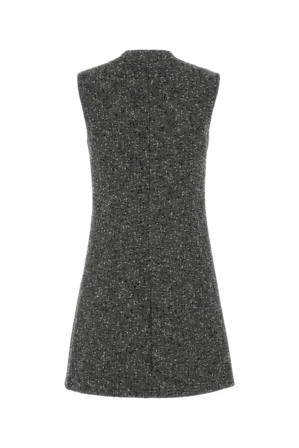 Gucci Melange Grey Wool Blend Mini Dress