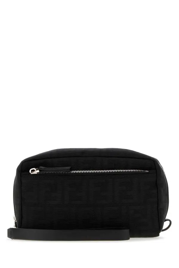 Fendi Embroidered Jacquard Small Beauty Case - Black