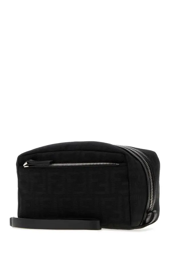 Fendi Embroidered Jacquard Small Beauty Case - Black