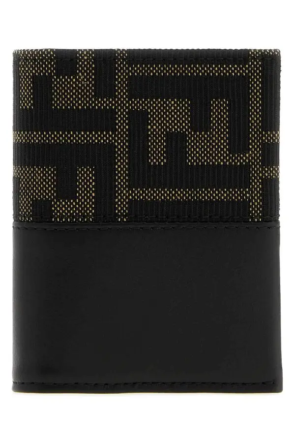 Fendi Jacquard And Leather Ff Card Holder - Black