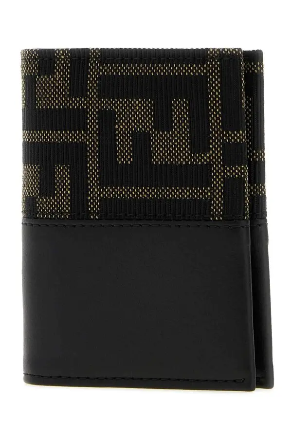 Fendi Jacquard And Leather Ff Card Holder - Black