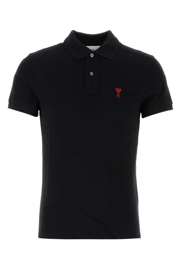 AMI Paris Piquet Polo Shirt - Black