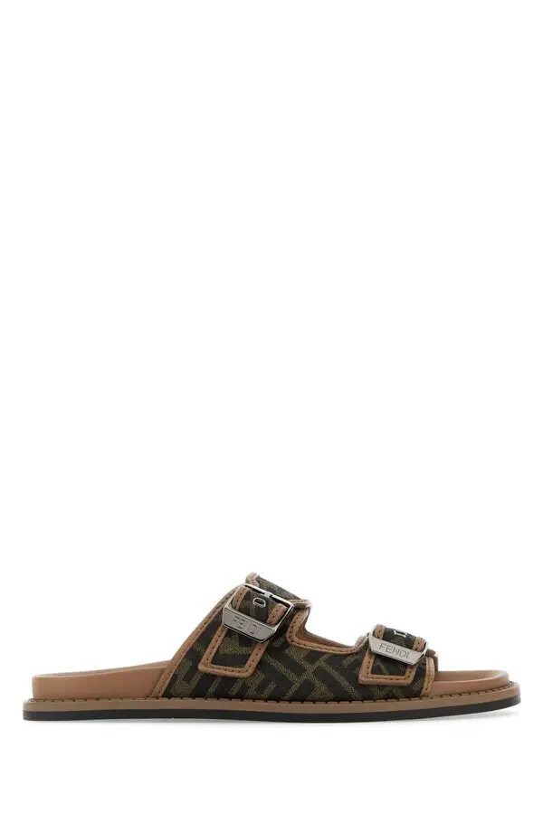 Fendi Embroidered Canvas Feel Slippers