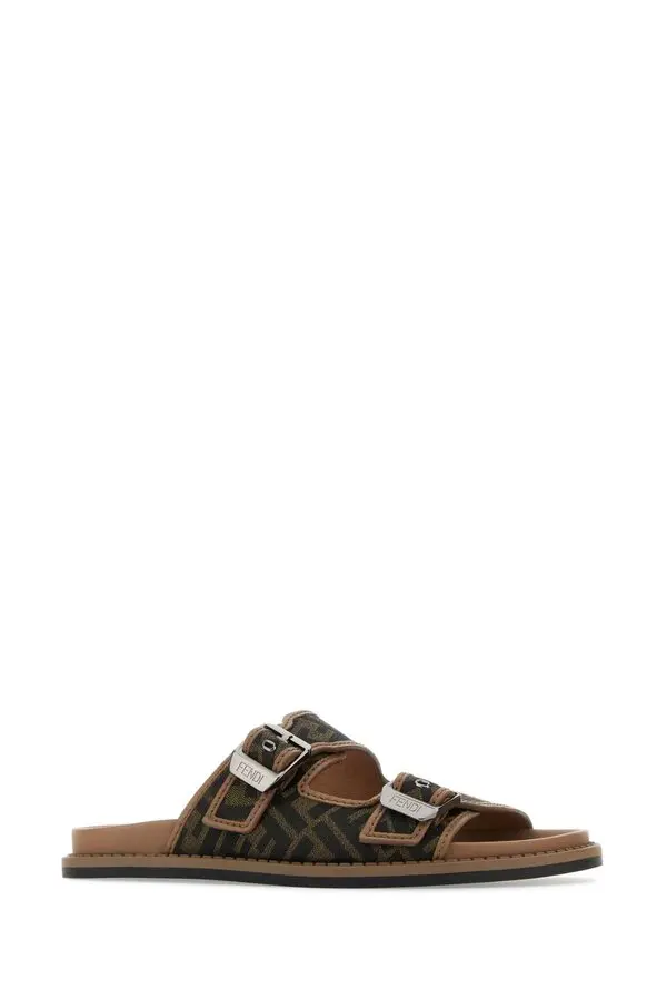 Fendi Embroidered Canvas Feel Slippers
