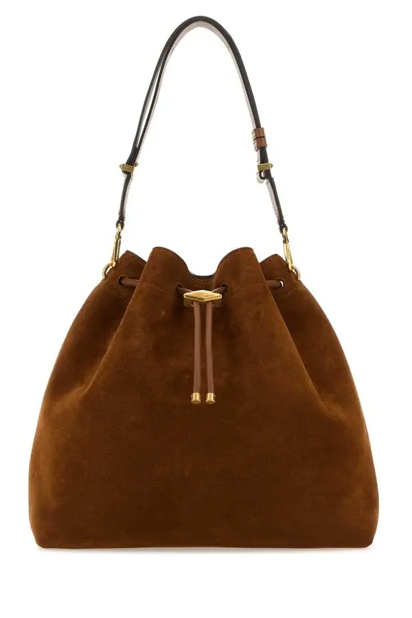 JIMMY CHOO Suede Bon Bon Bucket Bag - Brown