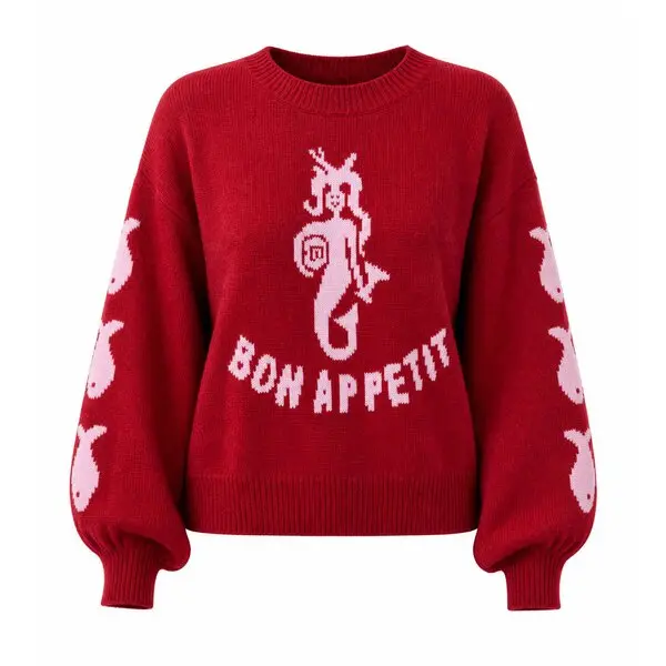 PALM COLLECTIVE Bon Appetit Mermaid Knit Sweater Deep