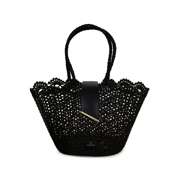 KATHERINE RIARDANT® Black / White Esterel Crocheted Woven Basket Bag In Black - Black/white
