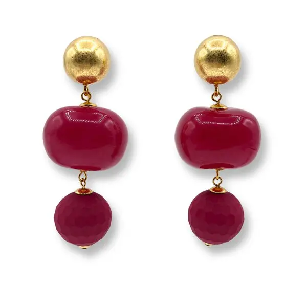 MICHAEL NASH JEWELRY Analise Triple Burgundy Resin Drop Pierced Earrings - Red