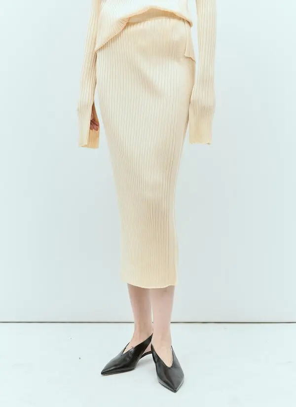 JIL SANDER Rib Knit Midi Skirt