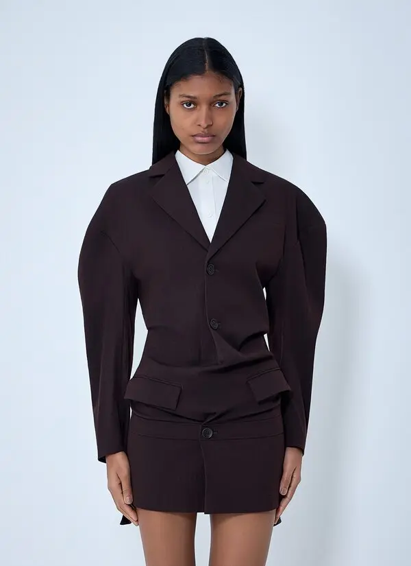 Issey Miyake Tailored Blazer Mini Dress - Brown