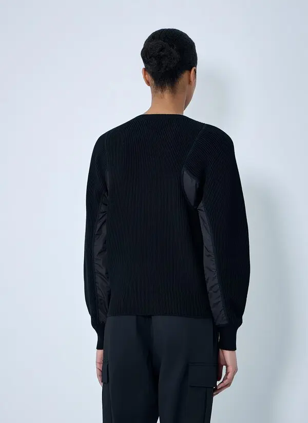 Moncler Ribbed Knit Sweater With Contrast Panels