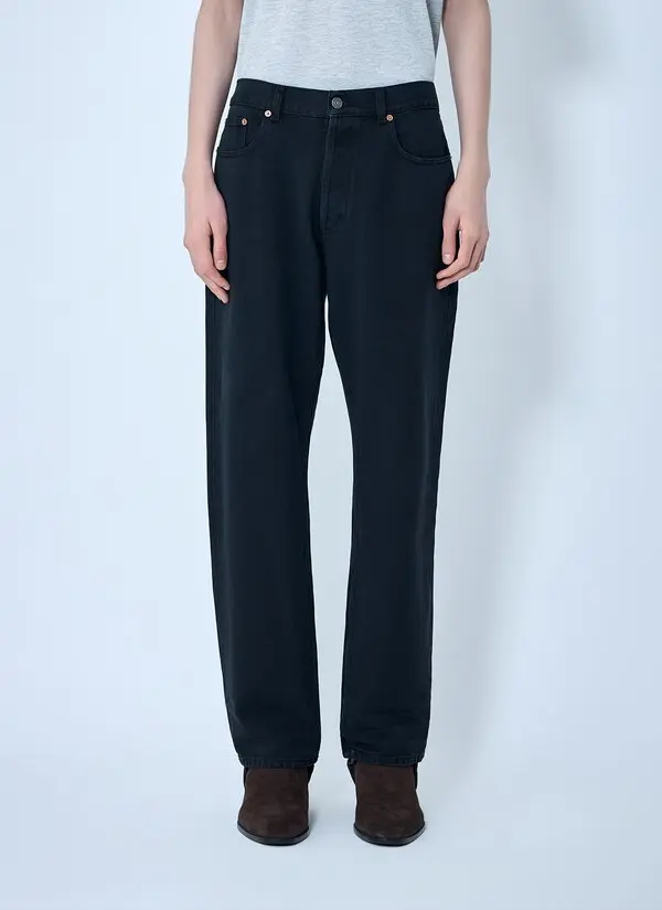 Saint Laurent Loose Straight Denim Pants - Black