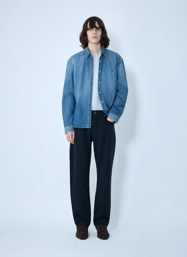 Saint Laurent Loose Straight Denim Pants - Black