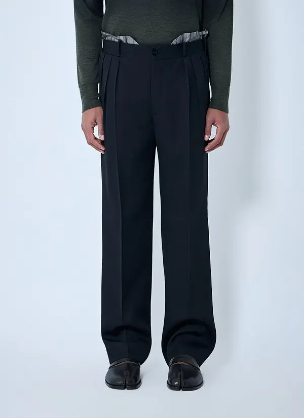 MAISON MARGIELA Wool Pleated Trousers - Black