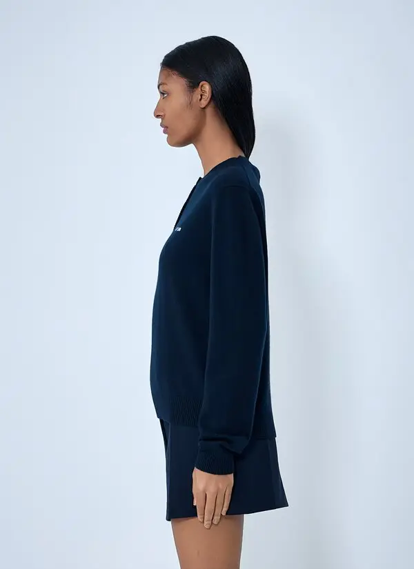 Miu Miu Cashmere Henley Knit Sweater - Blue