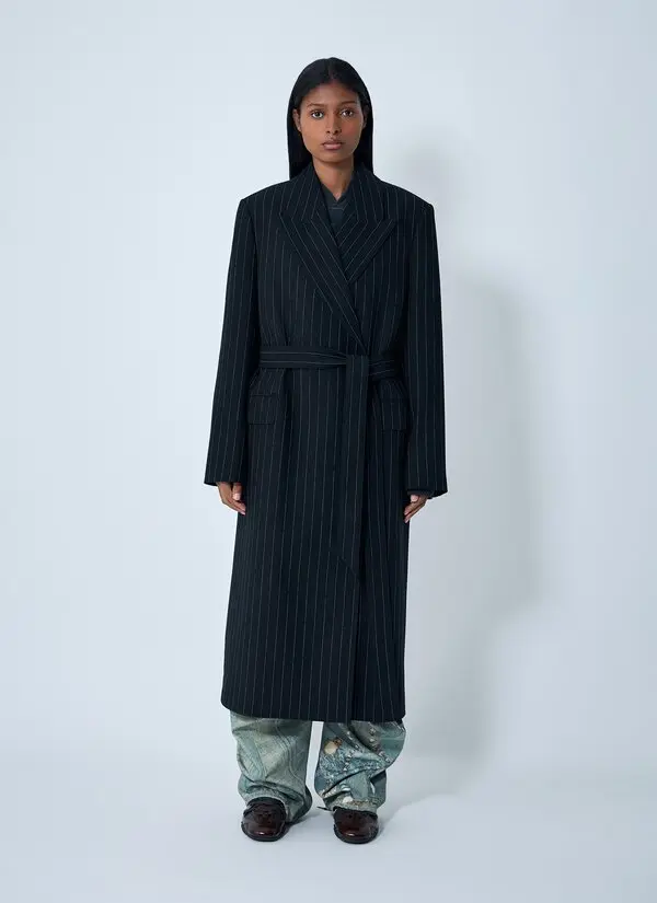 Acne Studios Belted Pinstripe Coat
