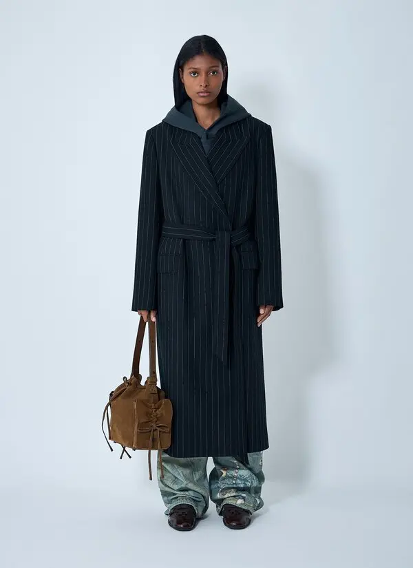 Acne Studios Belted Pinstripe Coat