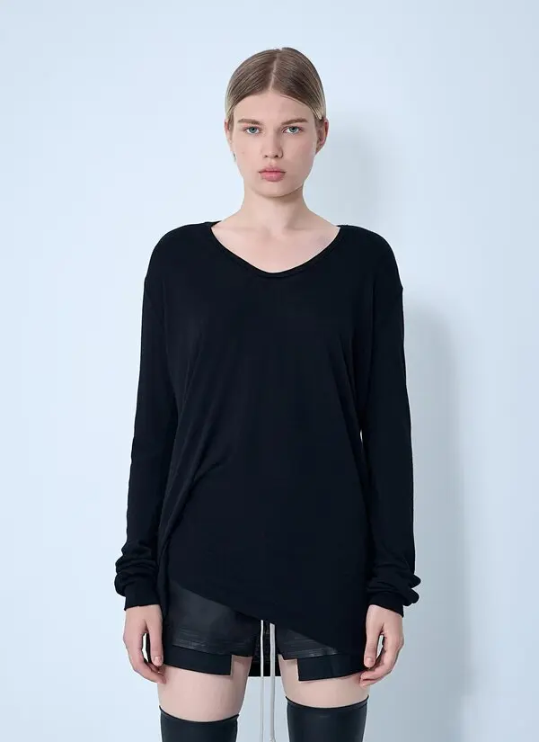 Rick Owens Hiked Long Sleeve Top - Black