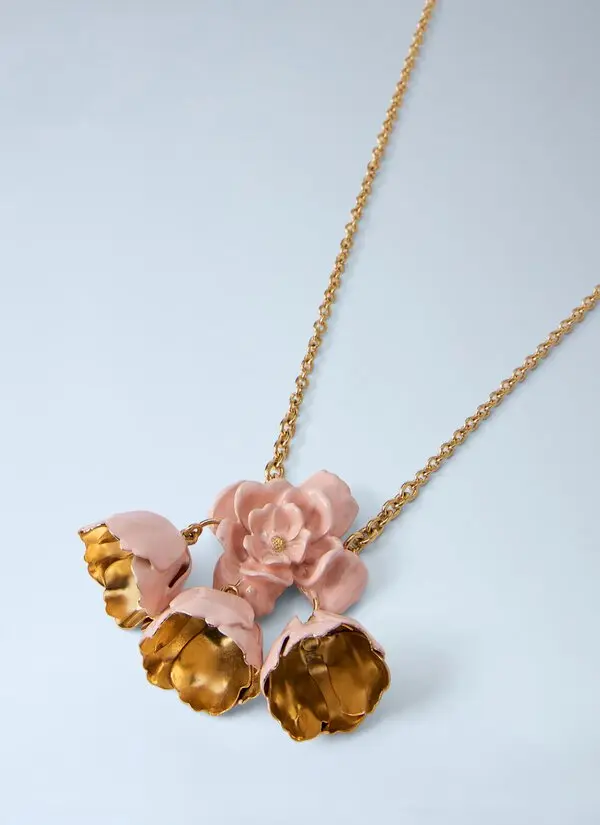 Chloé Floral Pendant Necklace - Pink
