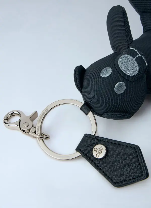 VIVIENNE WESTWOOD Bear Keychain With Logo Plaque - Black