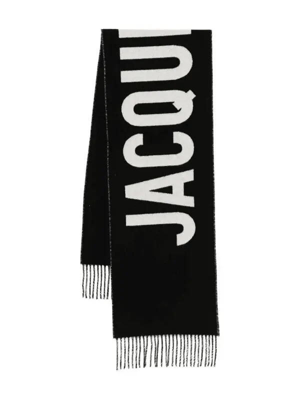 Jacquemus Scarf With Embroidered Logo - Black