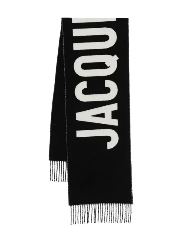 Jacquemus Scarf With Embroidered Logo - Black