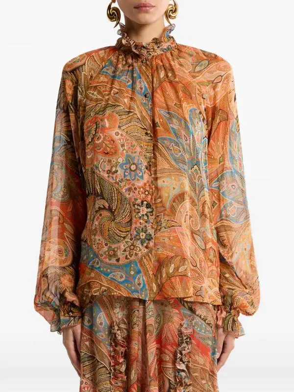 Etro Ruffled Paisley Shirt