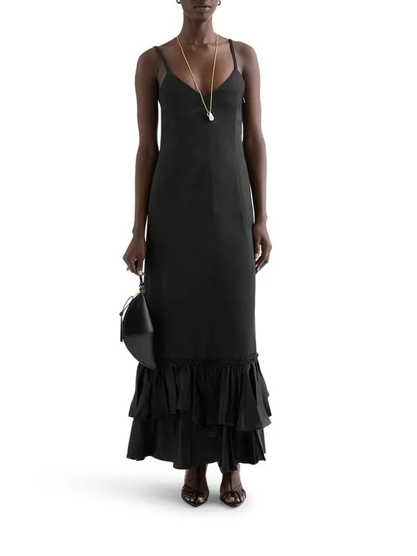 JIL SANDER Ruffled Silk Blend Dress