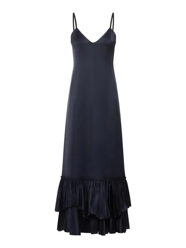 JIL SANDER Ruffled Silk Blend Dress - Black