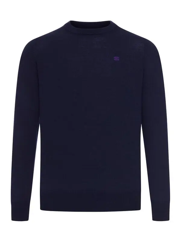 Celine Fine Wool Sweater With Triomphe Embroidery - Blue
