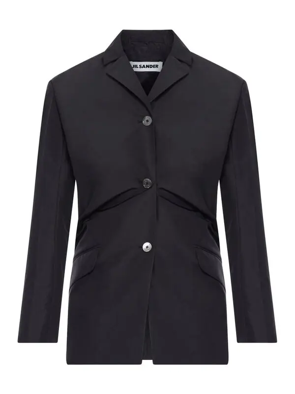 JIL SANDER Tailored Blazer In Technical Fabric With Back Draping - Black