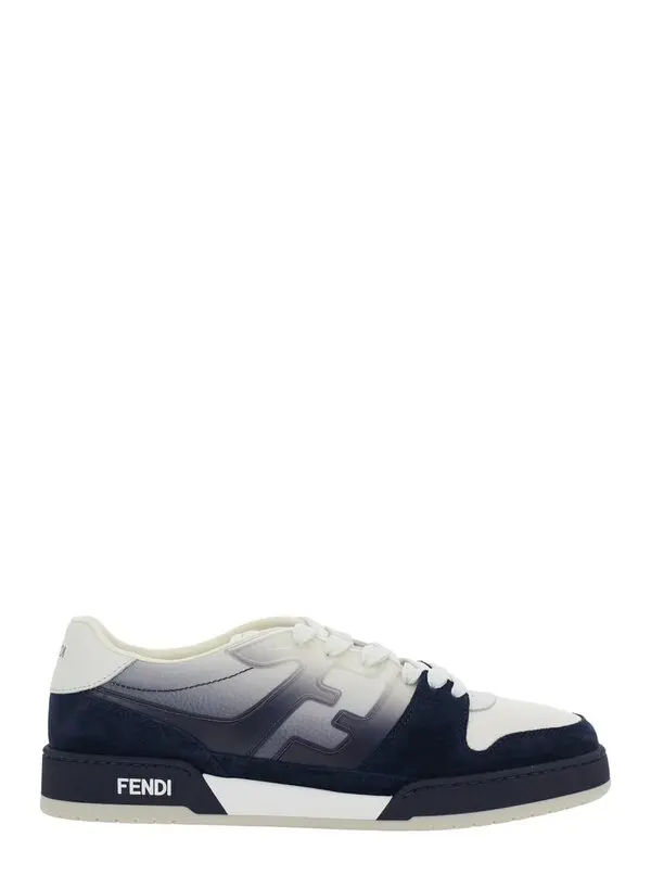 Fendi Match' Blue Low Top Sneaker With Side Ff Logo And Worn Effect In Suede - Multicolor