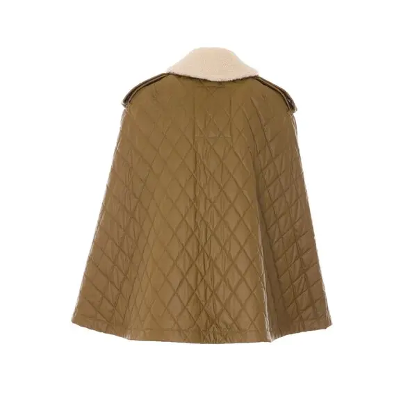 Burberry Heath Quilted Cape With Shearling Neck