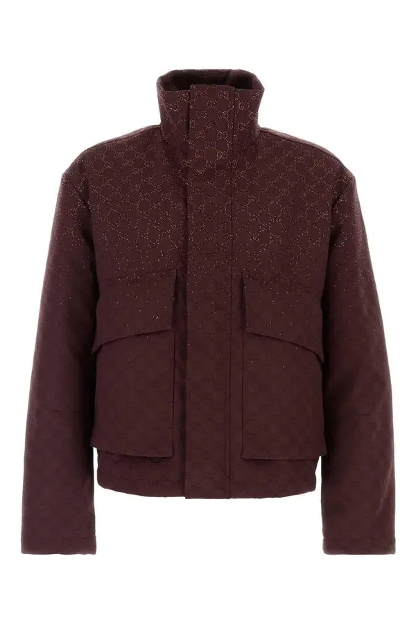 Gucci Burgundy Gg Fabric Padded Jacket