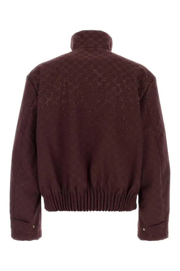 Gucci Burgundy Gg Fabric Padded Jacket